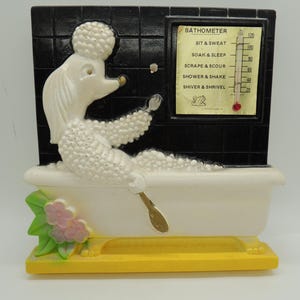 Vintage 1973 Miller Studio Poodle Bathometer, Chalkware Poodle in the ...