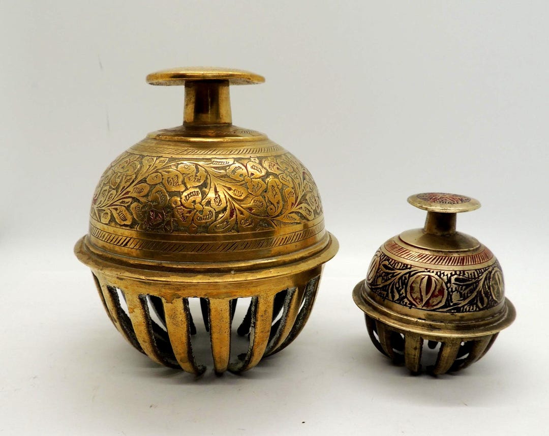Lot of 2 Vintage Brass Claw Bells, Elephant Bells, Payer Bells, Yoga ...