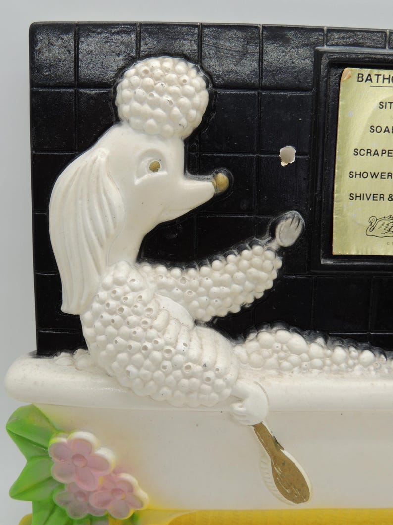 Vintage 1973 Miller Studio Poodle Bathometer, Chalkware Poodle in the ...
