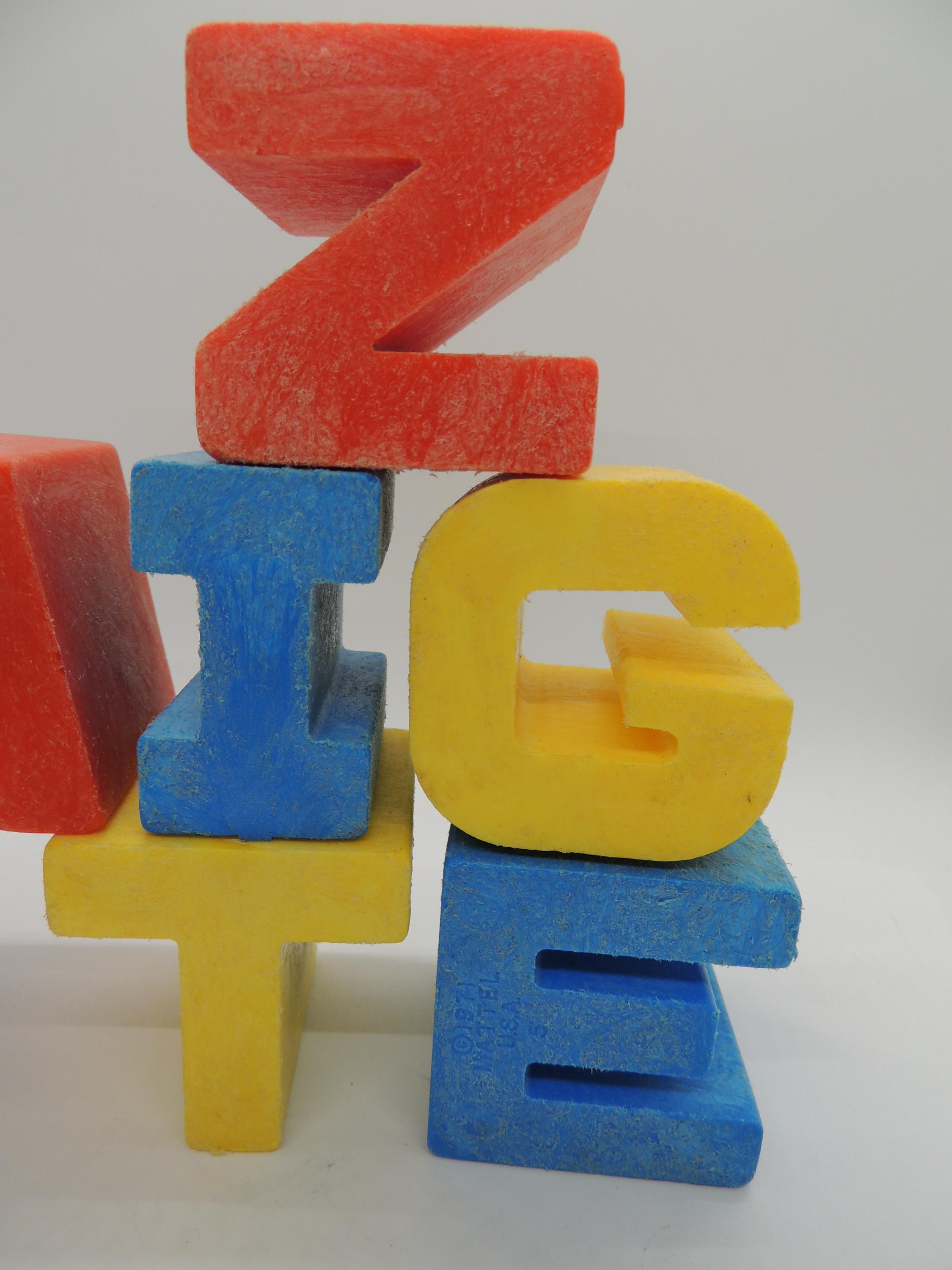 Vintage Mattel Tuff Stuff Block Letters, 1971 Mattel Inc. USA, Red Blue ...