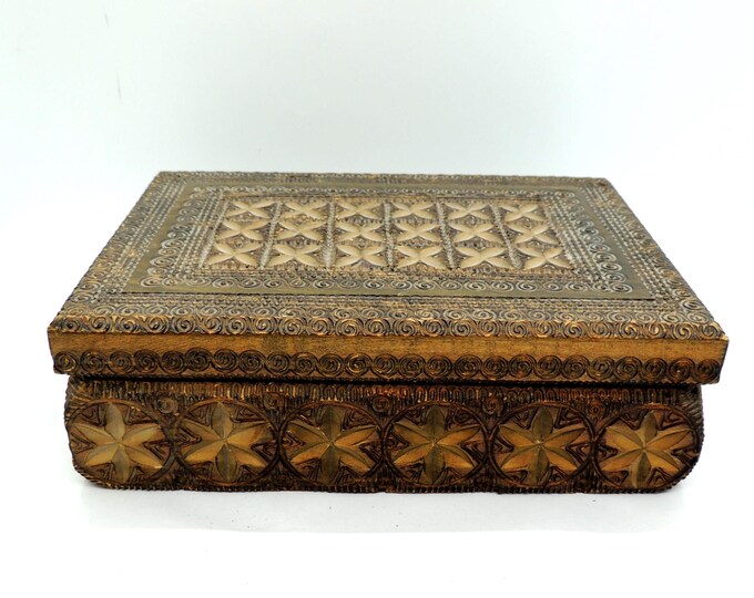 Beautiful Vintage Hand Carved Wood Box Made in Poland, Detailed Design ...