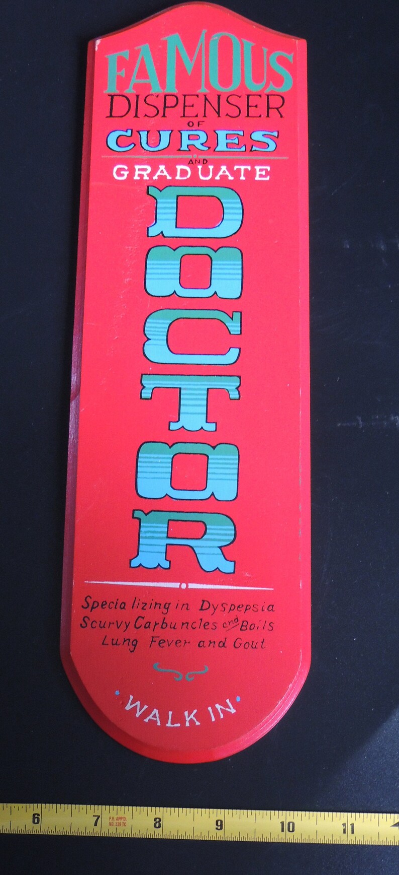 Vintage Wood Doctor Sign Decor, Famous Dispenser of Cures and Graduate ...