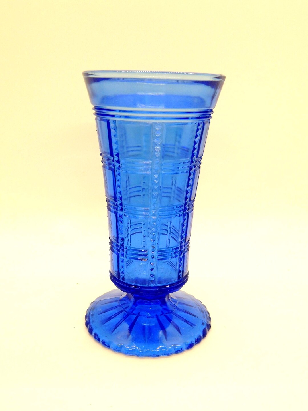 Vintage Imperial Glass Beaded Block Pattern Footed Parfait Glass Vase ...