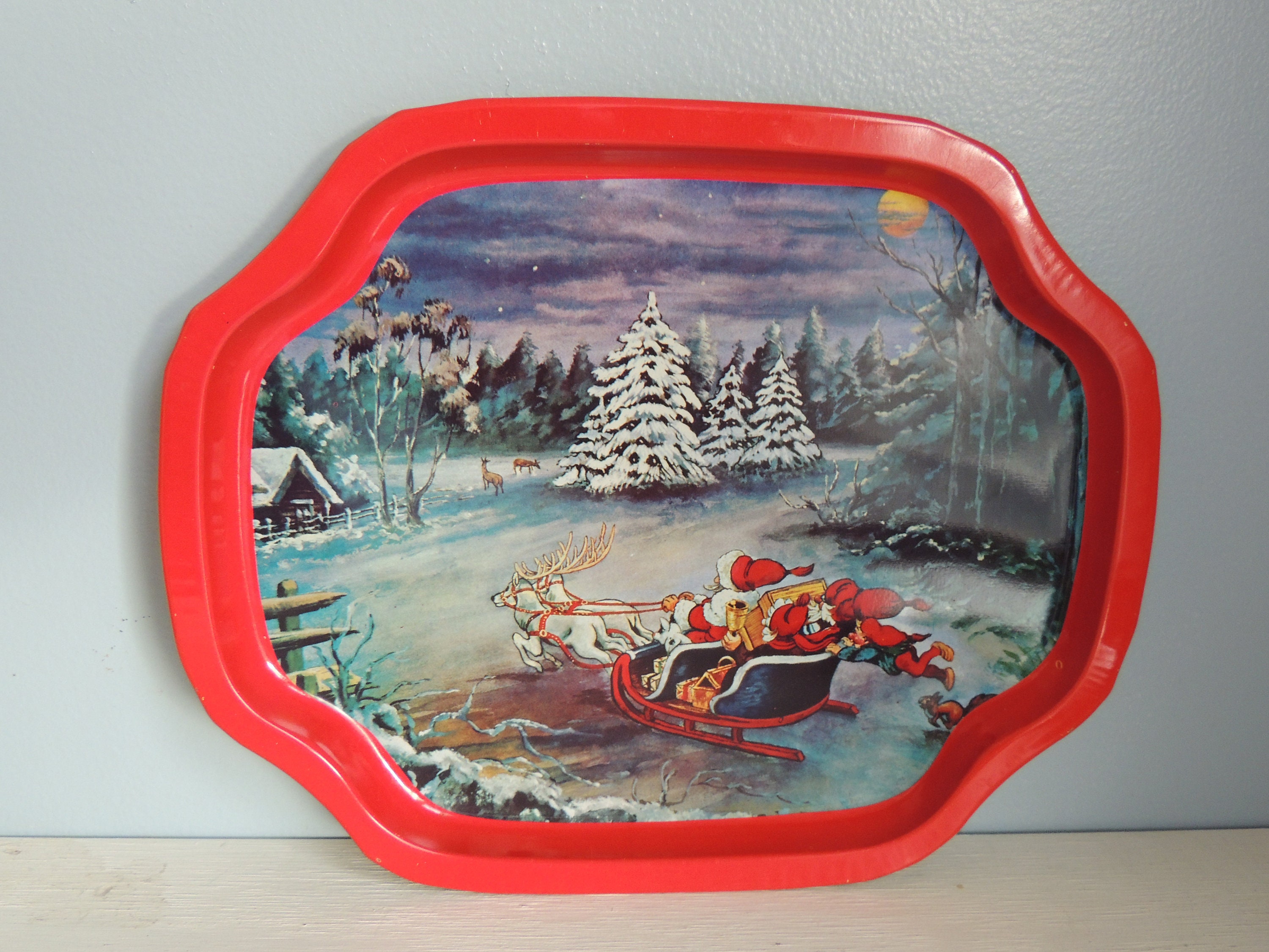 Vintage Christmas Tin Trays Snack Size Christmas Trays - Etsy