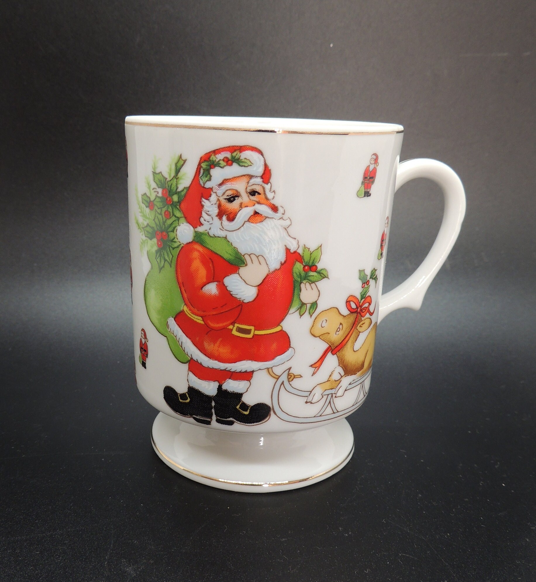 Vintage Lefton China Hand Painted Santa With Reindeer Mug, 1984 04328 ...