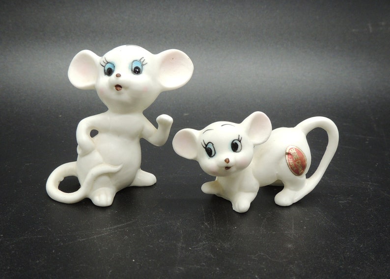 Vintage Set of Bone China Mice Figurines Made in Japan 2 - Etsy