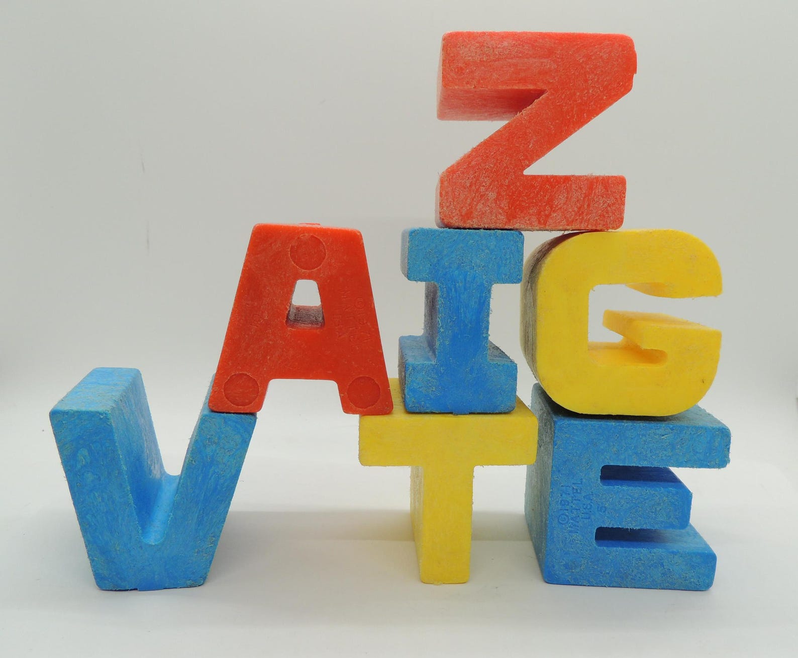 Vintage Mattel Tuff Stuff Block Letters, 1971 Mattel Inc. USA, Red Blue ...
