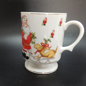 Vintage Lefton China Hand Painted Santa With Reindeer Mug, 1984 #04328 ...