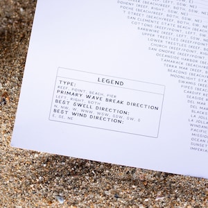 California Surf Map Surfing Spots Wall Art 18x24" Poster Print Surfers ...