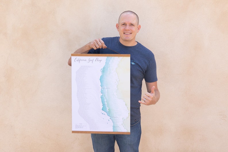 California Surf Map Surfing Spots Wall Art 18x24 Poster Print Surfers ...