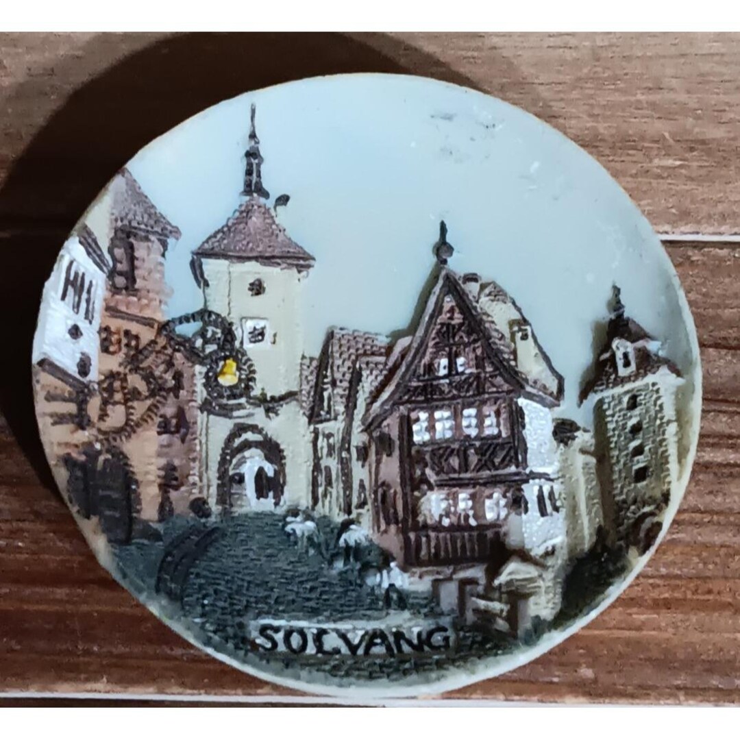 Round Resin Solvang California Refrigerator Magnet 2.4" Danish American ...