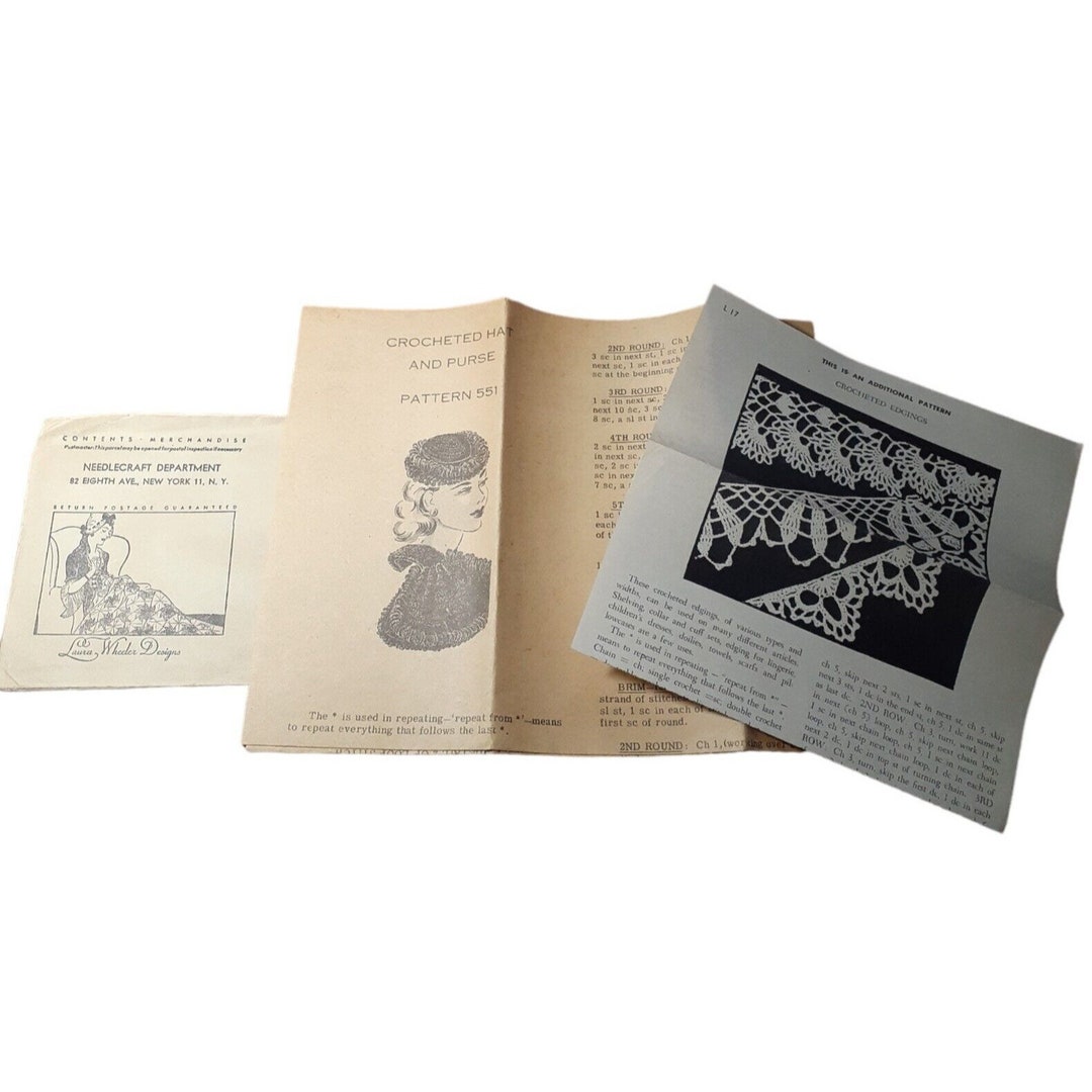 Laura Wheeler Designs Crocheted Hat and Purse Pattern 551 - Etsy