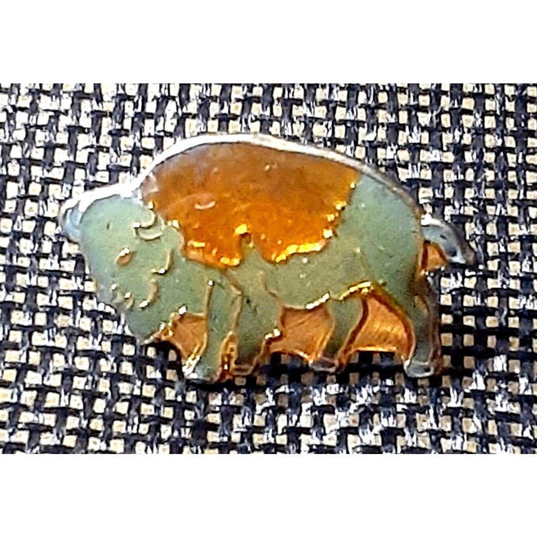 Cloisonne American Bison Buffalo Lapel Pin Enameled Tie Tack Collector ...