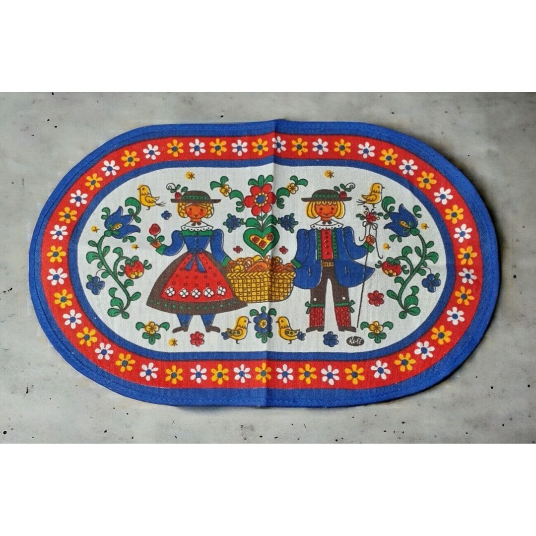 Traditional Austrian Oval Doily Bright Flowers Dresser Scarf Austria ...