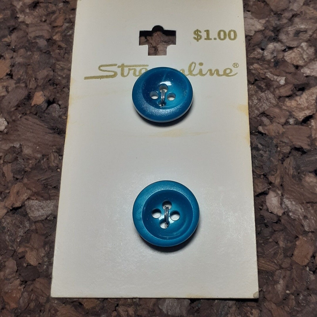 Vintage Streamline Buttons Dark Teal Blue 4 Hole 2 on the Card 1/2 ...