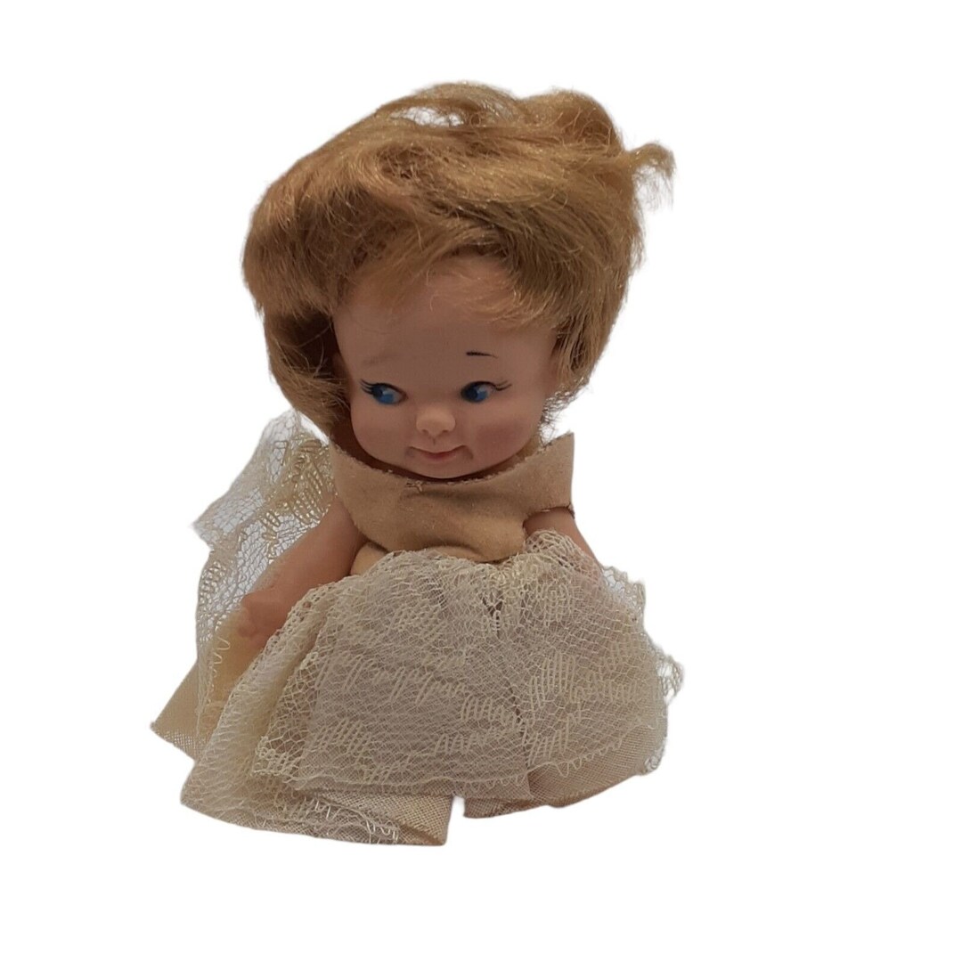 Vintage 60s Uneeda Pee Wee Miniature Girl Doll 4" Collectible Made in ...