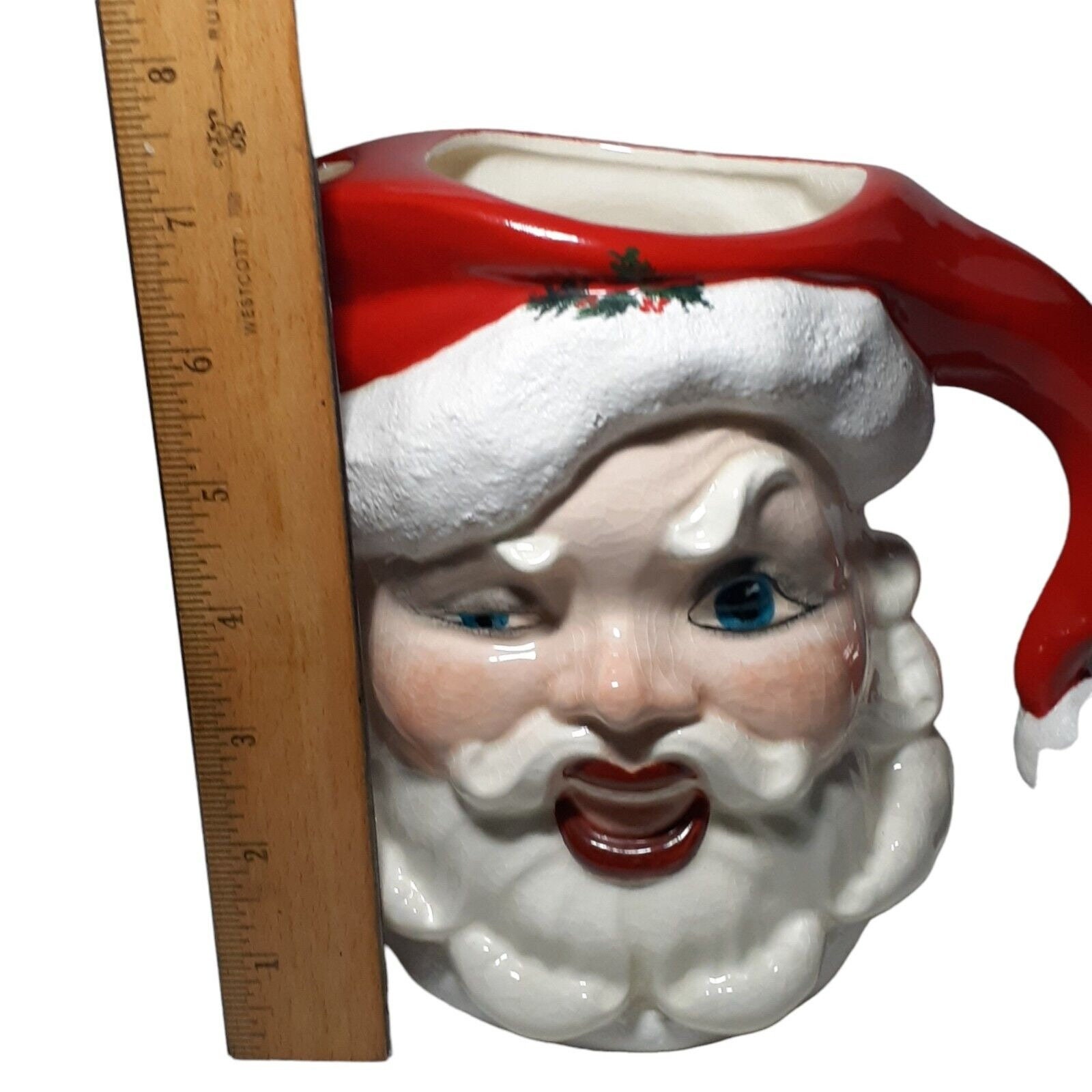 Vintage MCM Christmas Santa Head Pitcher Red Lips - Etsy