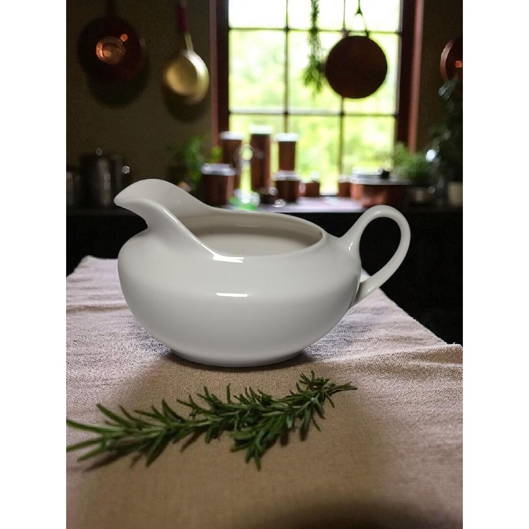 Vtg Snow White Gravy Boat Server Homer Laughlin USA Thanksgiving ...