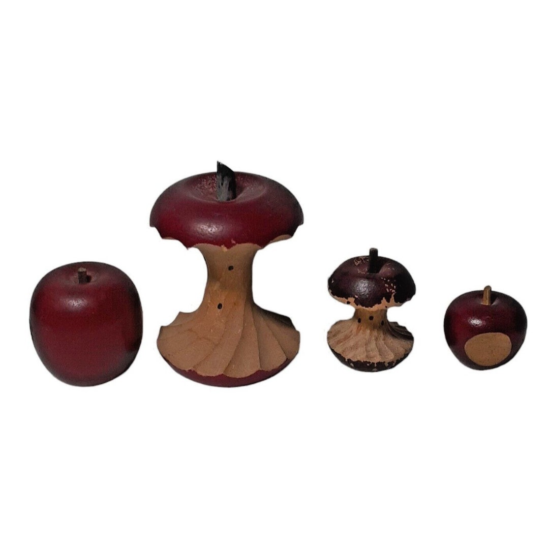 Wooden Apples Set Home or School Decor Fruit Theme Teacher Gift Folk ...