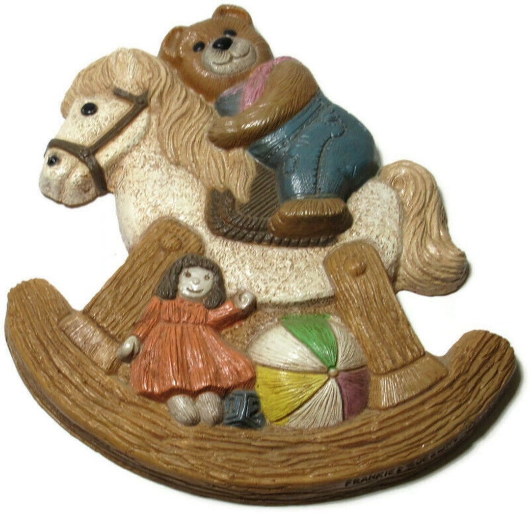 Vtg 1986 Frankies Designs Teddy Bear Rocking Horse Juvenile Wall Plaque ...