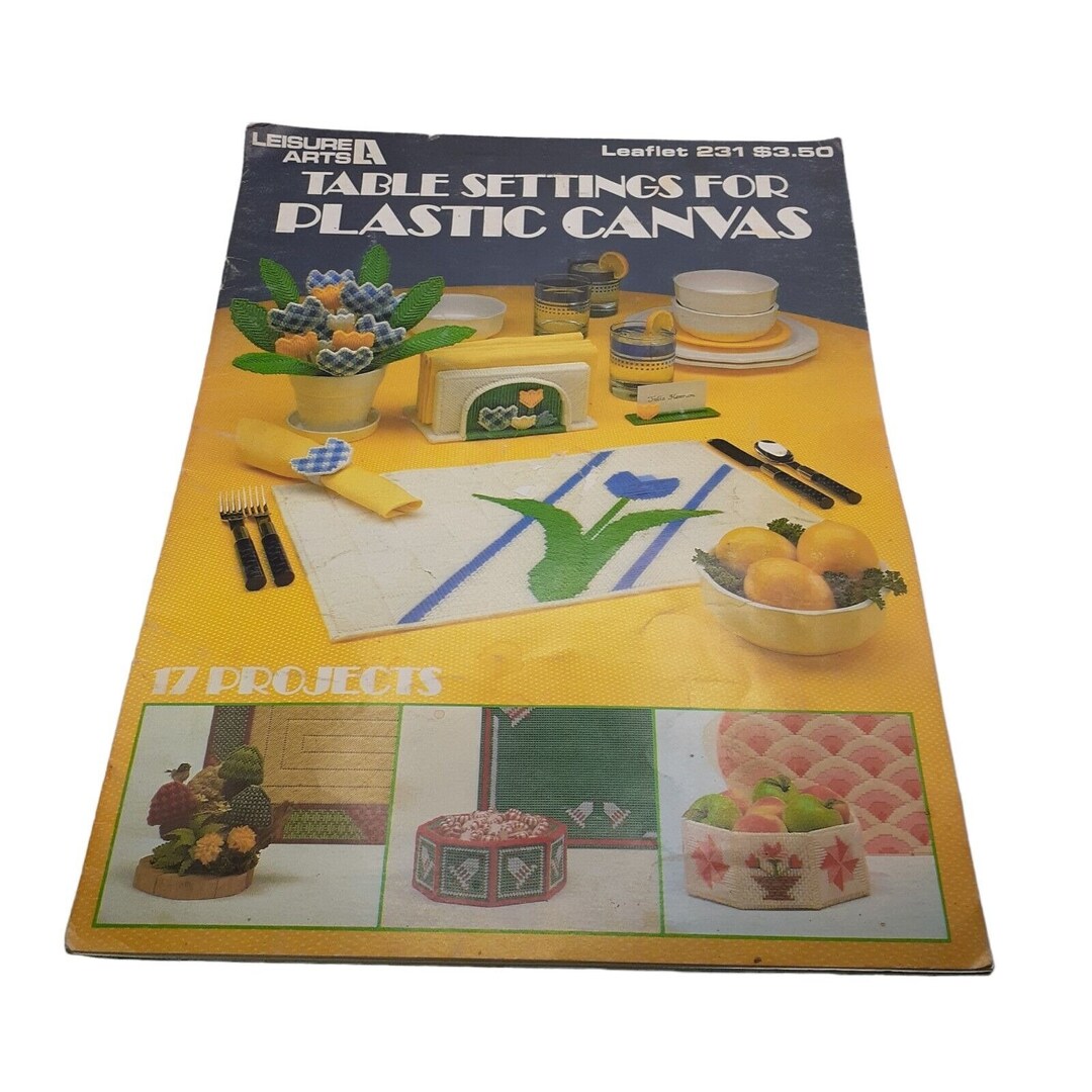 Plastic Canvas Table Settings Tulips Patchwork Christmas Mushrooms 1982 ...