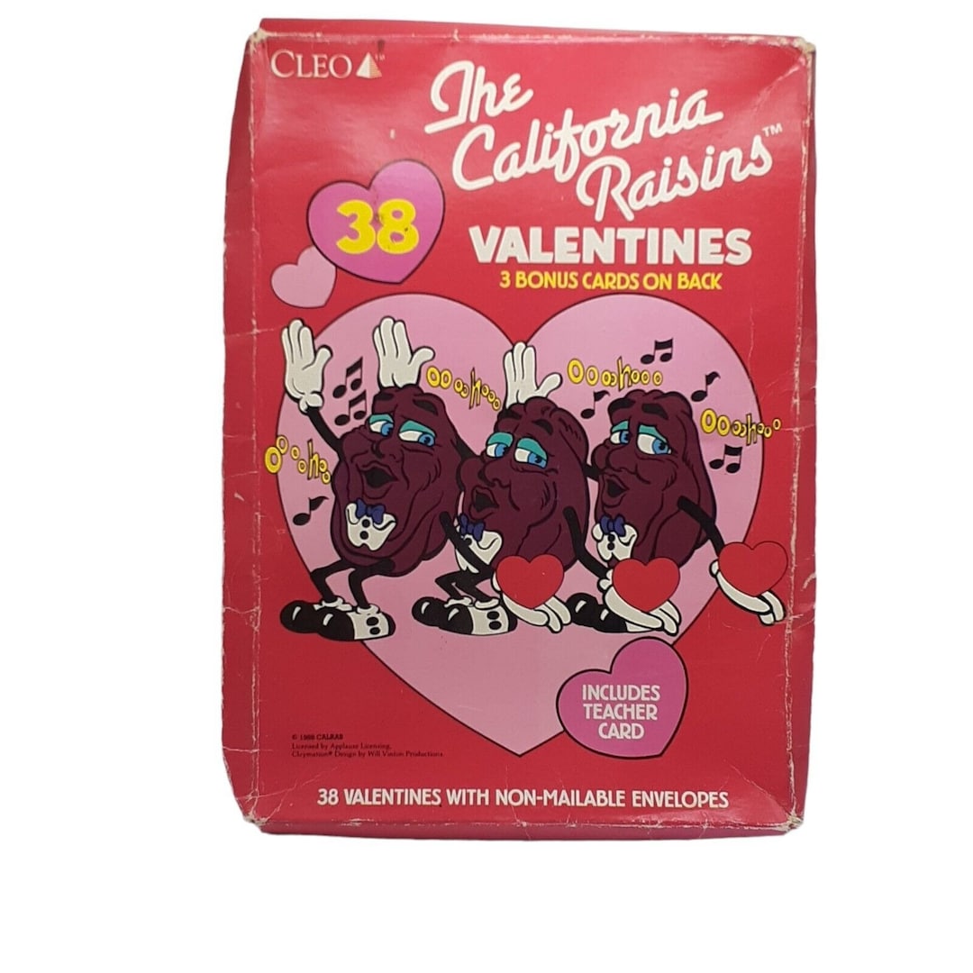 Vintage Valentines Cards the California Raisins 38 Cards (damaged Box ...