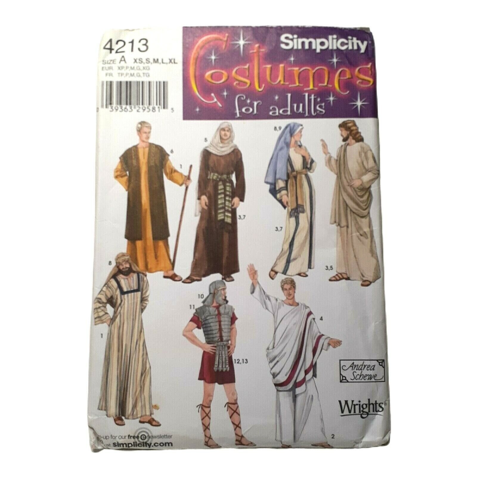Simplicity 4213 Costume Pattern Easter Shepherd Armor Helmet Toga LARP ...