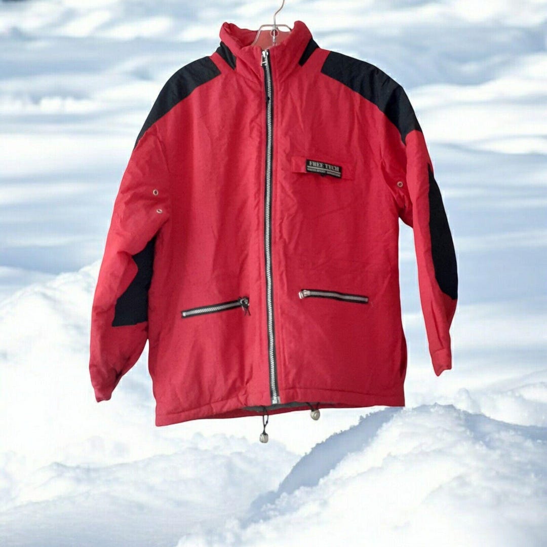 Vintage Mens Winter Free Country Red Hooded Ski Jacket Snowboard USA ...