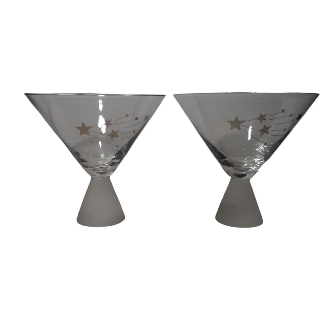 Vintage Barware Cosmopolitan Glasses Clear With Silver Starburst ...
