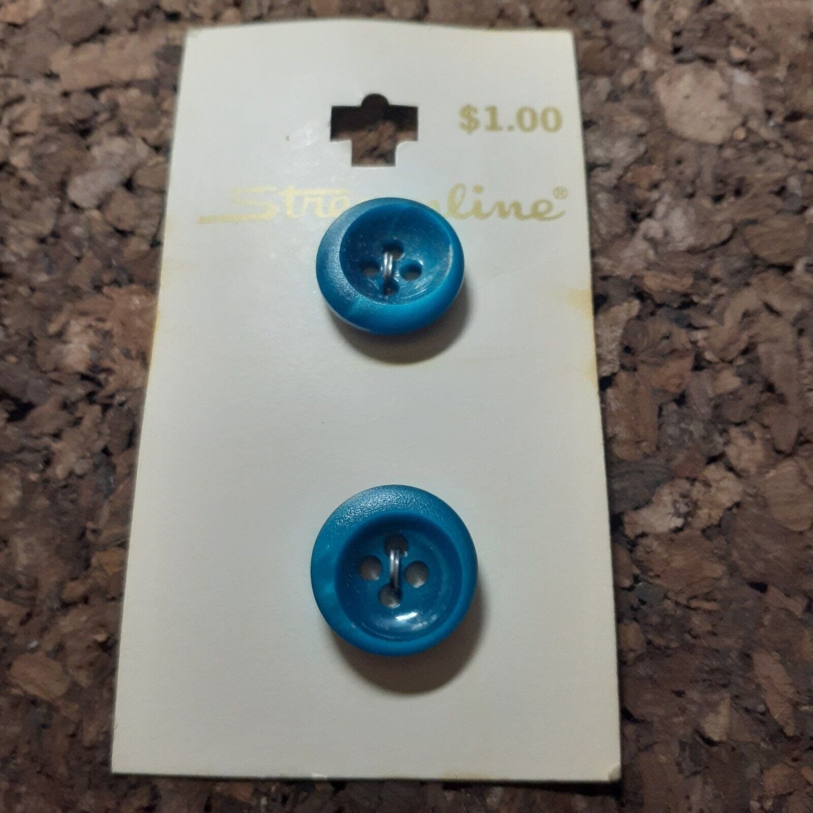 Vintage Streamline Buttons Dark Teal Blue 4 Hole 2 on the Card 1/2 ...