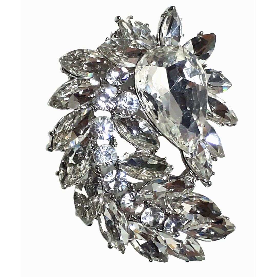 Vintage Giant 3" Teardrop Ice Rhinestones Pendant Coat Brooch or ...