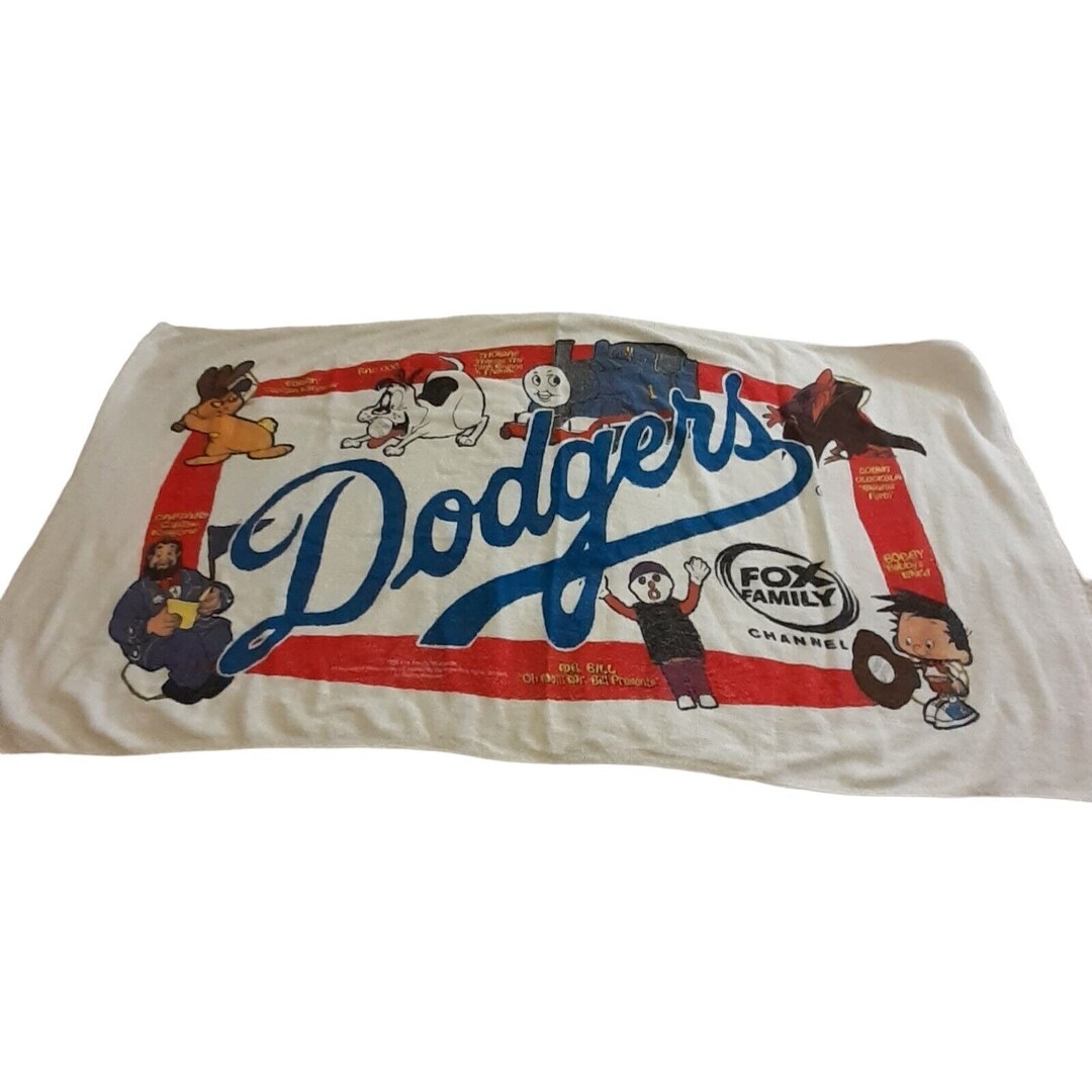 Vintage Beach Towel Dodgers Fox Family Cartoon TV Programming 54" X 28 ...