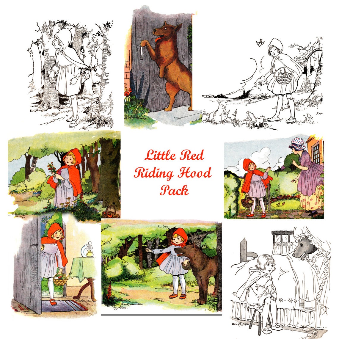 Printable/vintage Image/red Riding Hood Pack - Etsy