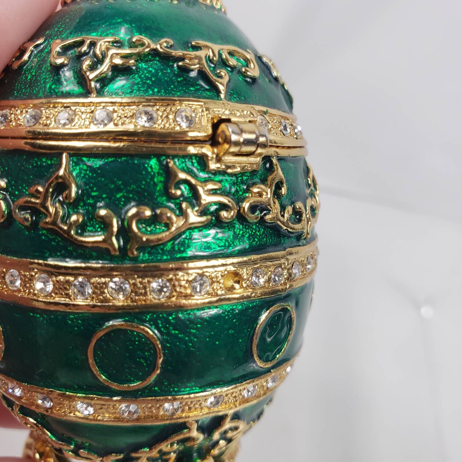 Emerald Green, Trinket Box, Enamel, Fabergé Style Egg,cloissone - Etsy