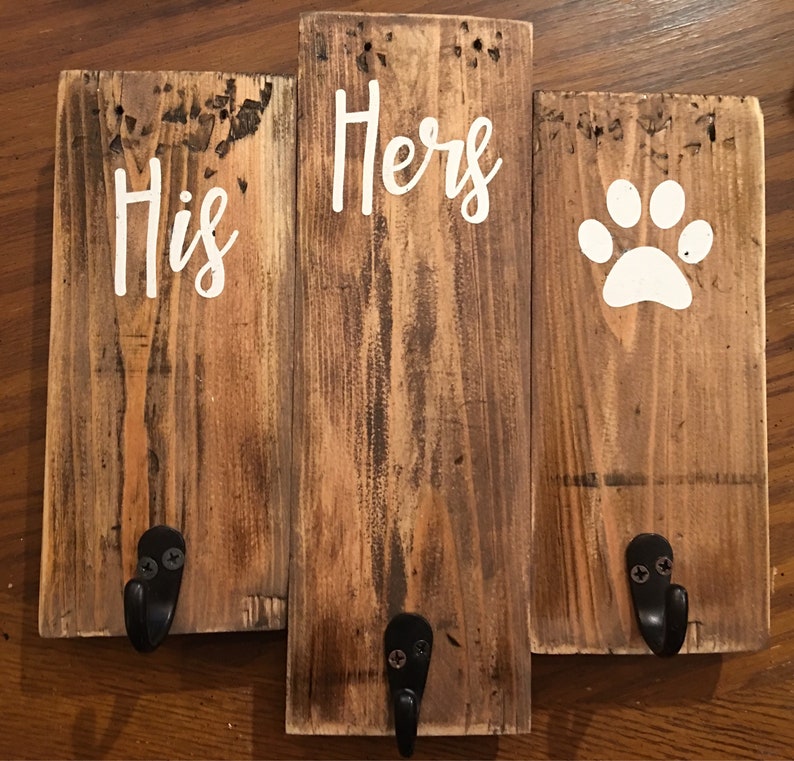 His, Hers and the Dog Key Hooks With Leash Hook on Pallet Wood/ Key ...