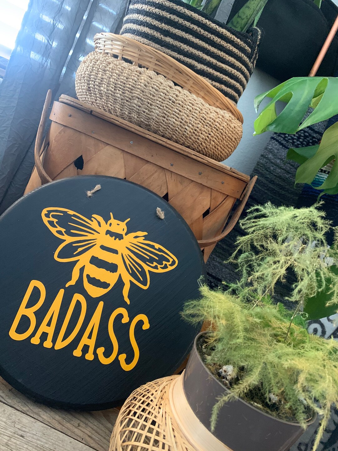 Bee Badass Sign// Round Bee Badass Sign - Etsy
