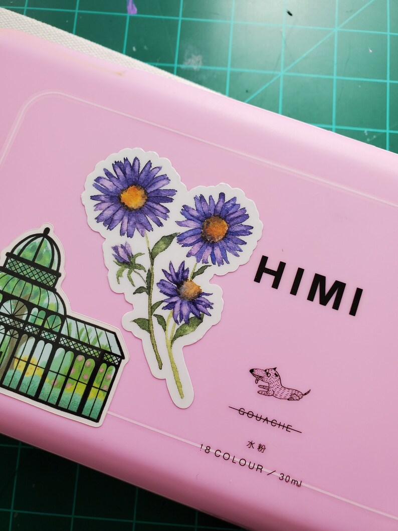 Aster Vinyl Sticker | Nature Stickers, Flower Vinyl Sticker, Botanical ...