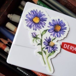 Aster Vinyl Sticker | Nature Stickers, Flower Vinyl Sticker, Botanical ...