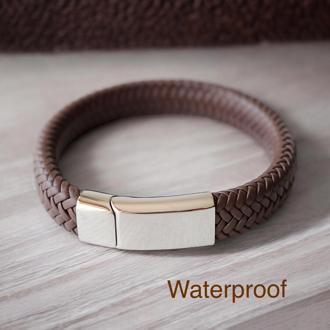 Personalised Men's Leather Bracelet - Etsy UK