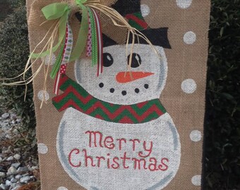 Custom Burlap Garden Flag Snowman Family Embroidery - Etsy