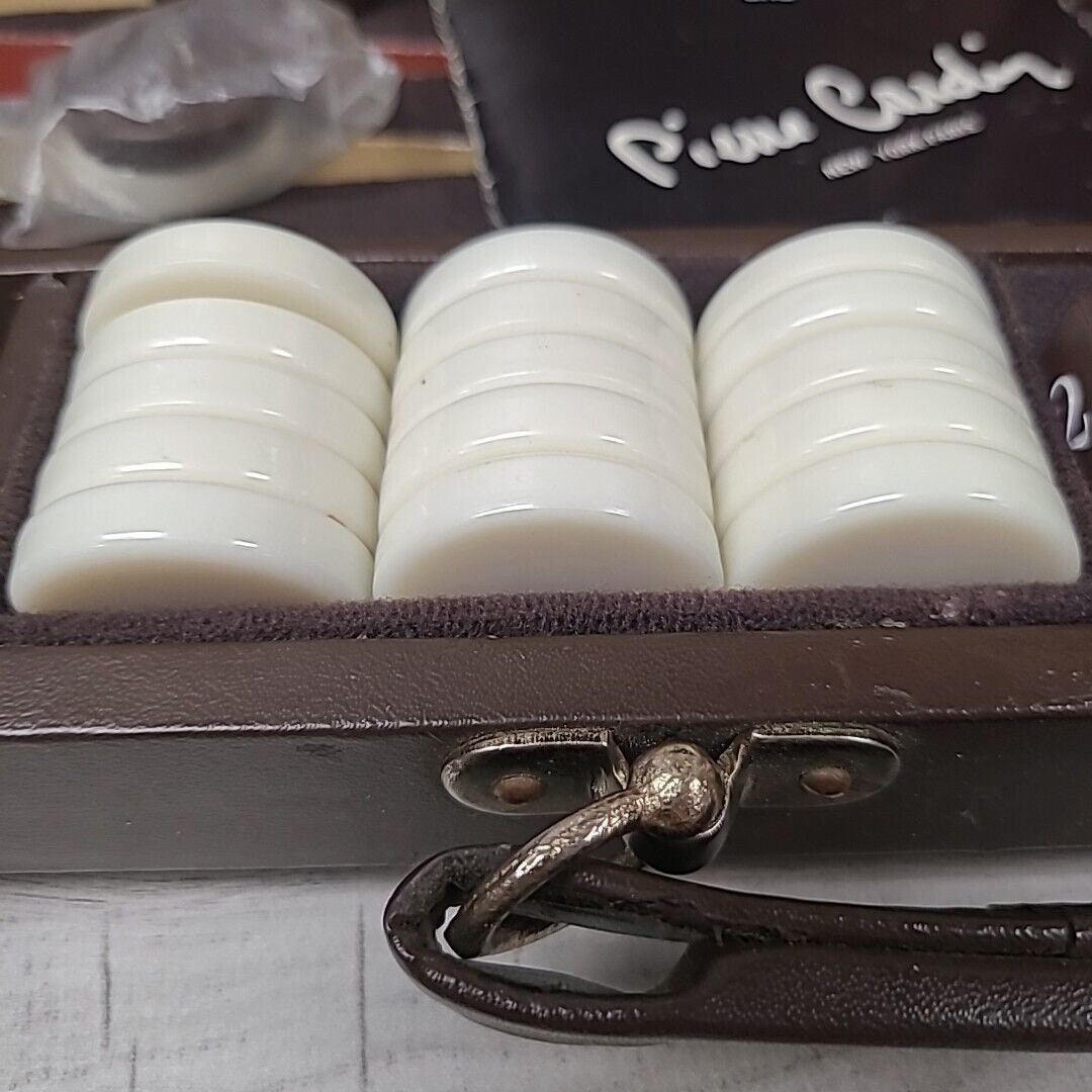 Vintage PIERRE CARDIN Backgammon Board Game Set Briefcase Brown Leather ...