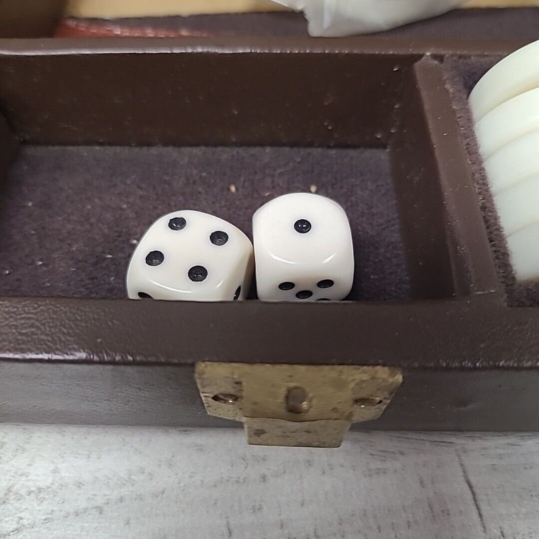 Vintage PIERRE CARDIN Backgammon Board Game Set Briefcase Brown Leather ...