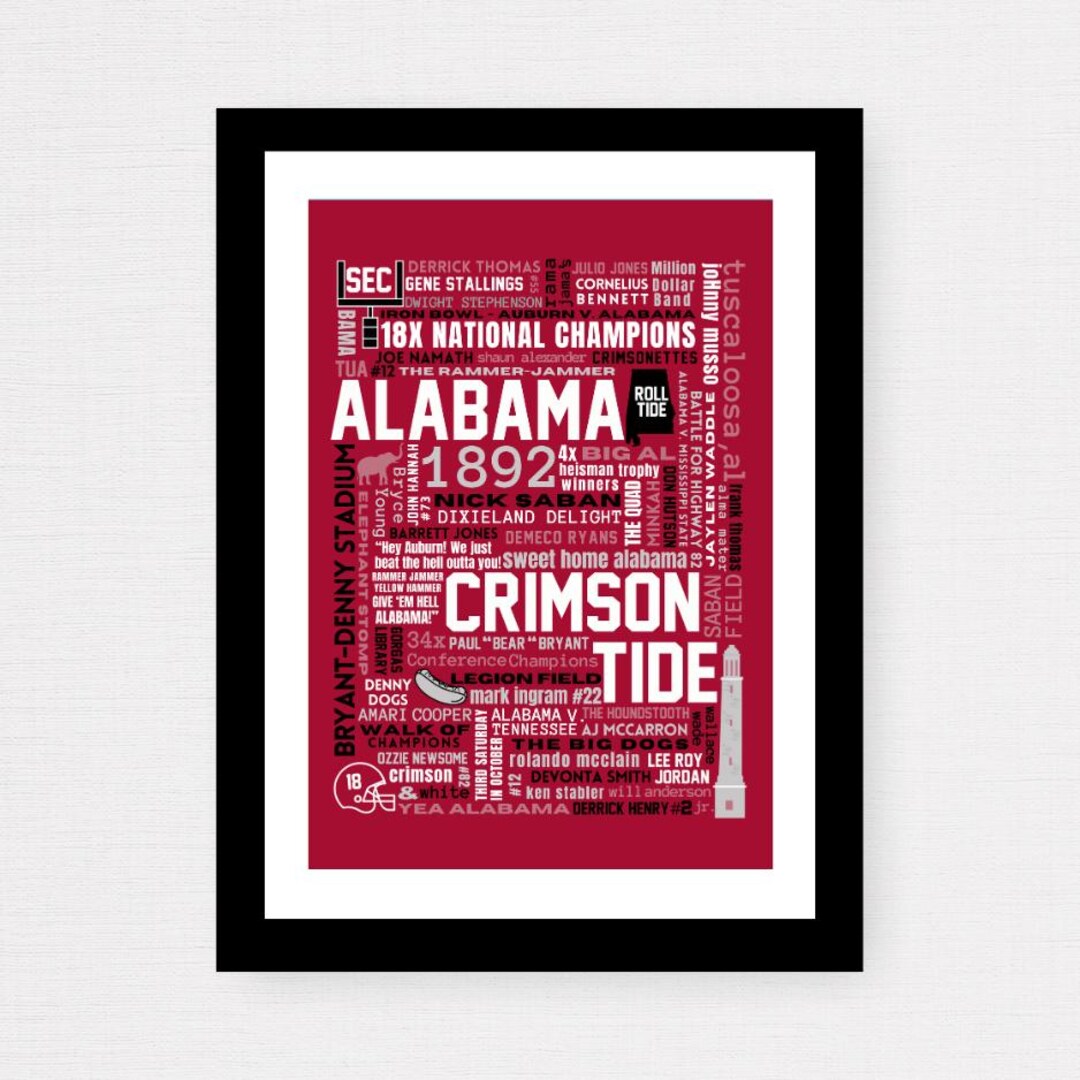 Alabama Crimson Tide Football (SEC) Team Collage Print - Roll Tide - Etsy