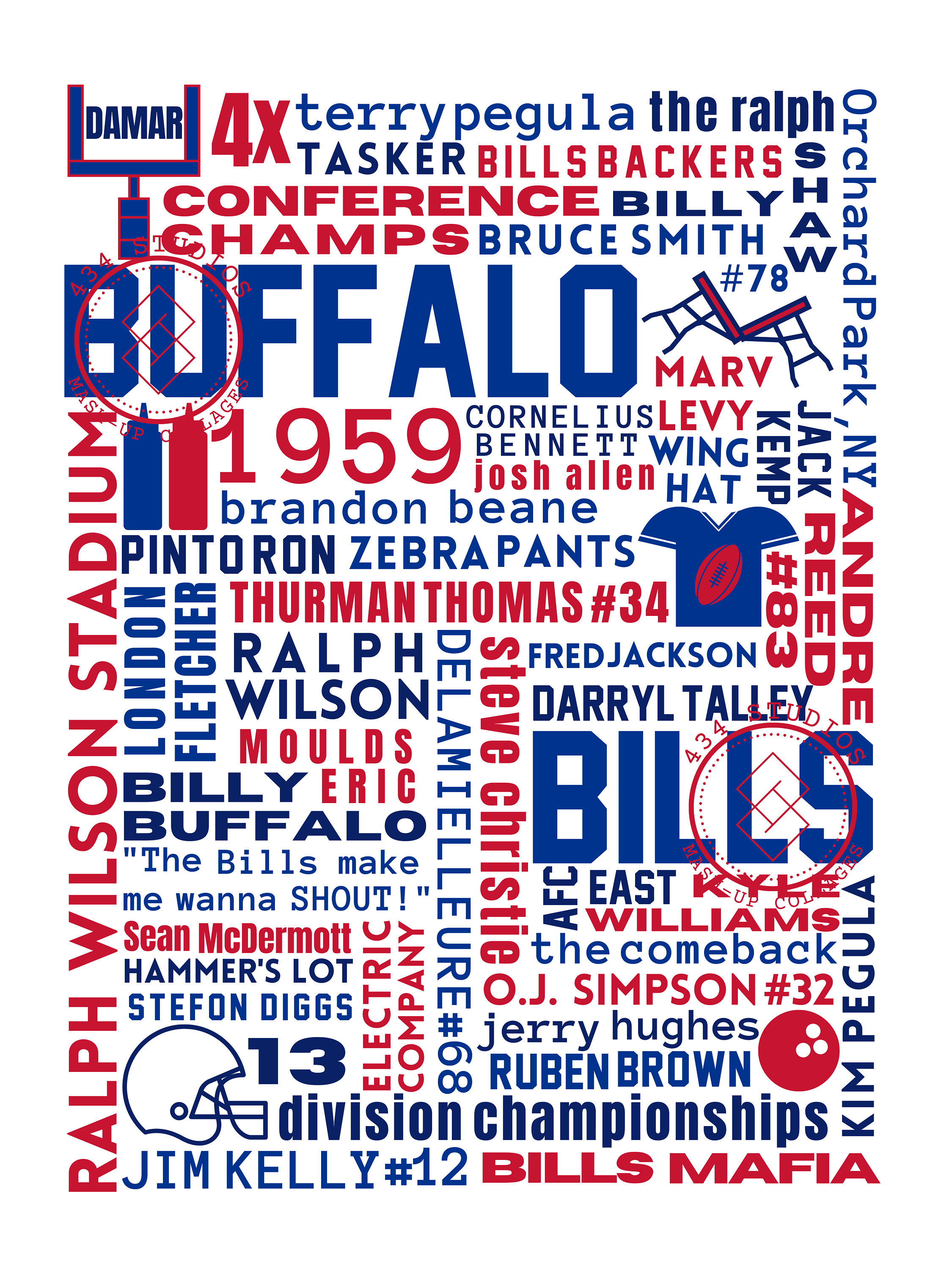 Buffalo Bills NFL Team Collage Print - Etsy