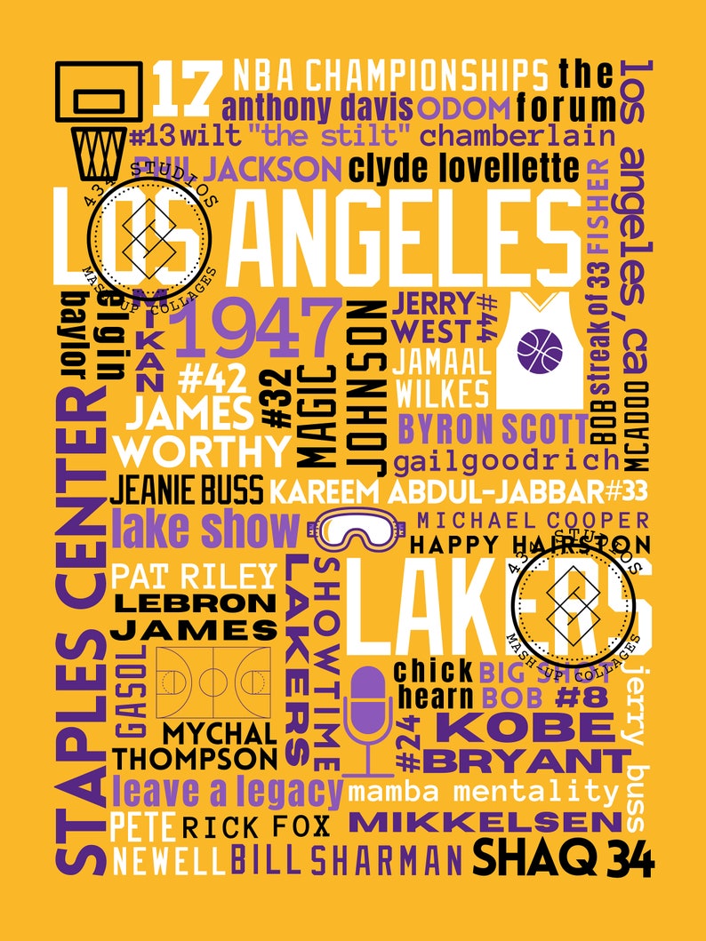 Los Angeles Lakers (NBA) Team Collage Print - Etsy