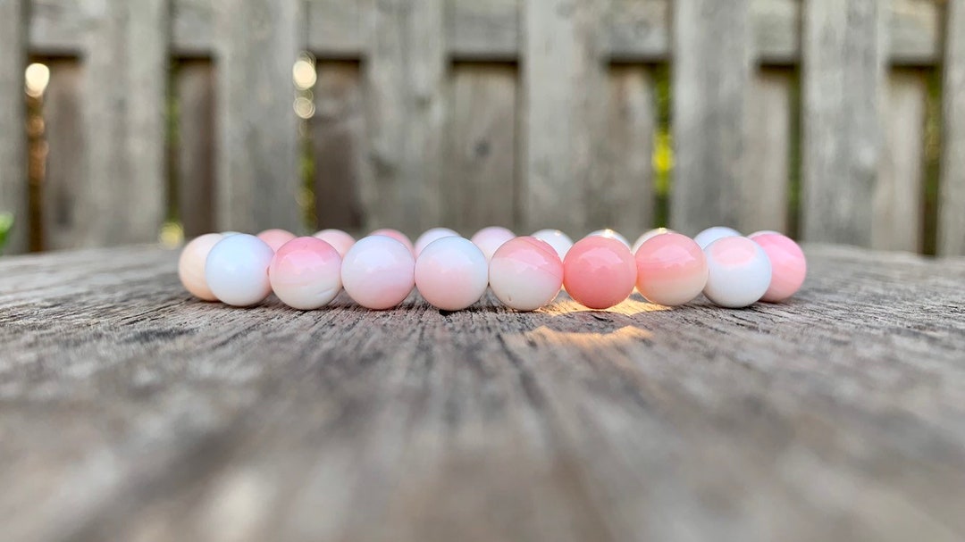 Conch Shell Bracelet Handmade 8mm Pink Queen Conch Shell Beaded ...