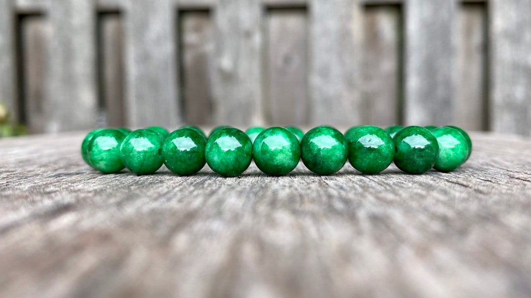 Maw Sit Sit Jadeite Bracelet High Grade A 8mm Chromium Jadeite Beaded ...