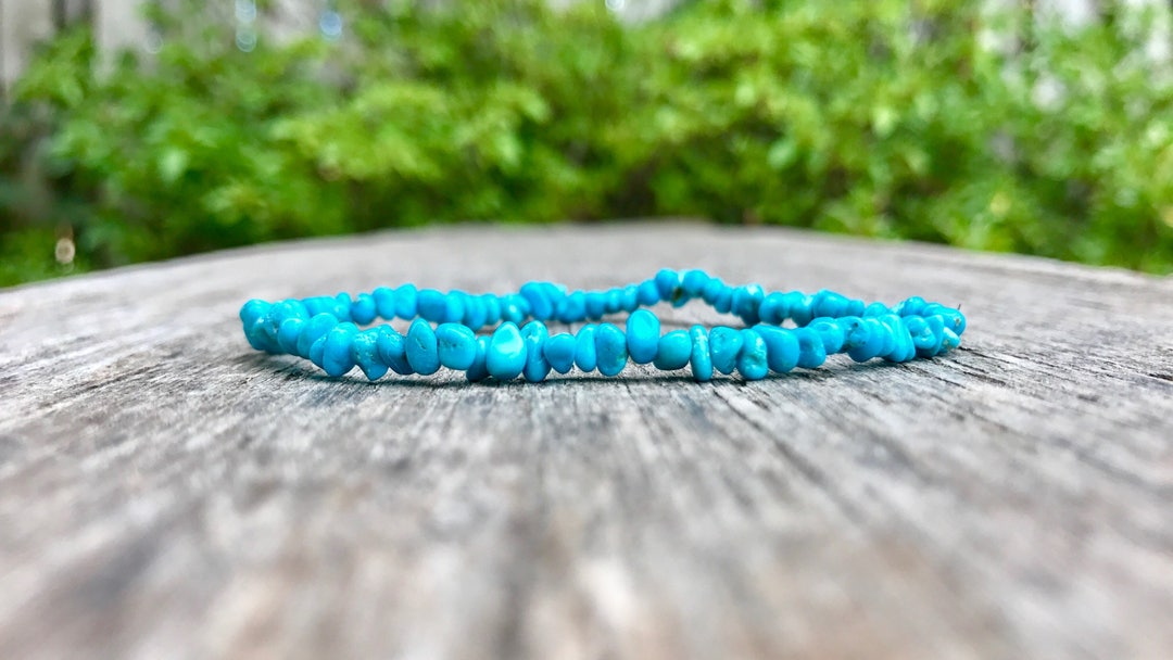 Dainty Sleeping Beauty Turquoise Chip Bracelet Genuine 4-5mm Sleeping ...