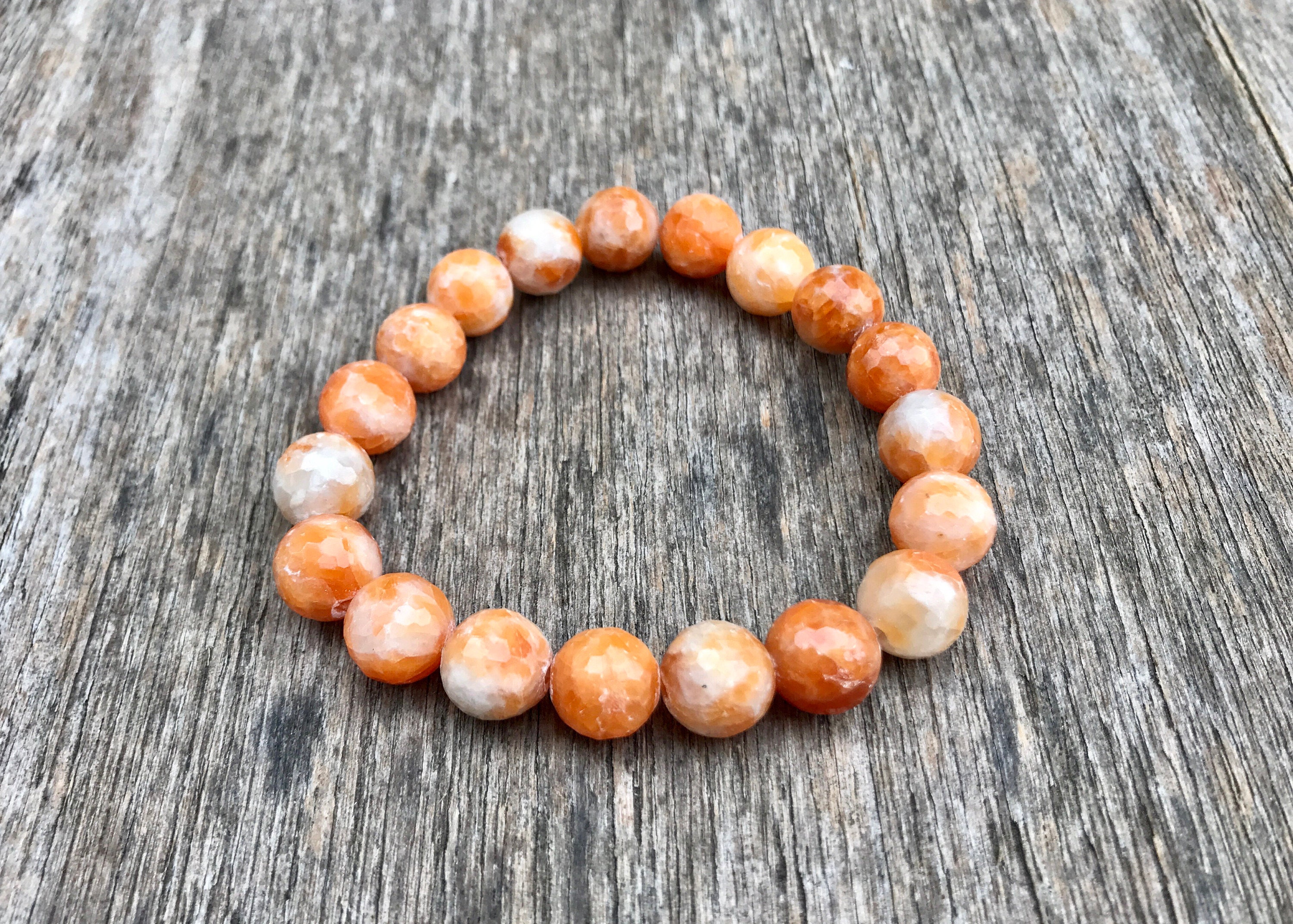 Chunky Faceted Orange Calcite Bracelet 10mm Orange Calcite | Etsy