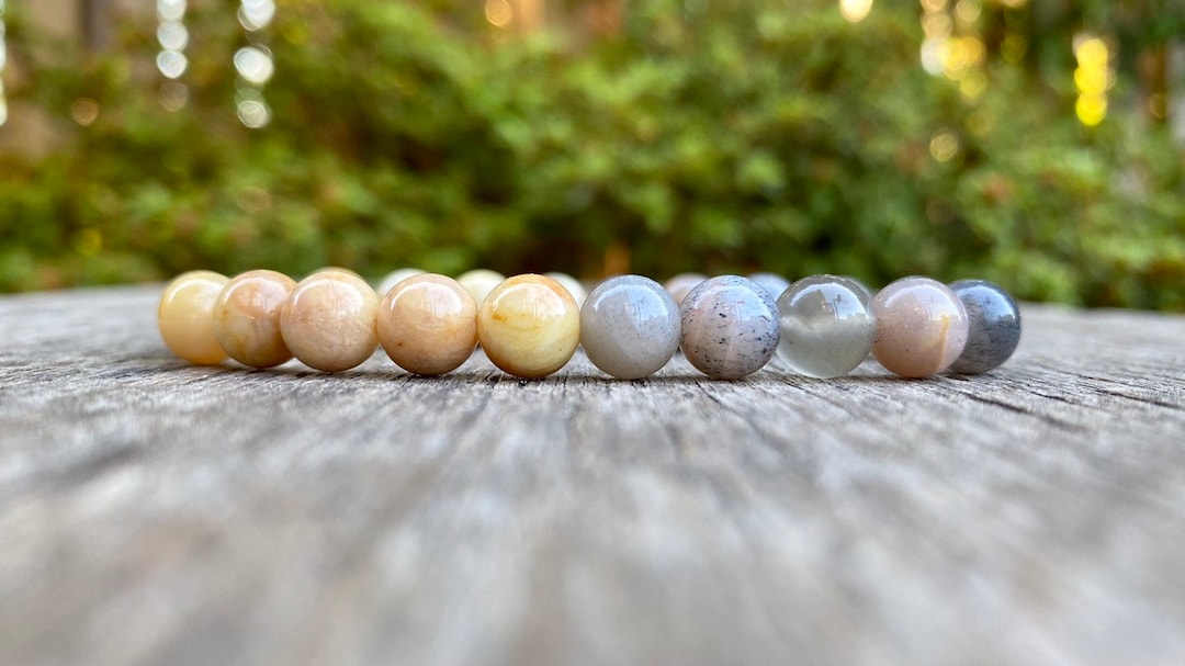 Yellow and Black Sunstone Duo Bracelet 8mm Black Sunstone and - Etsy